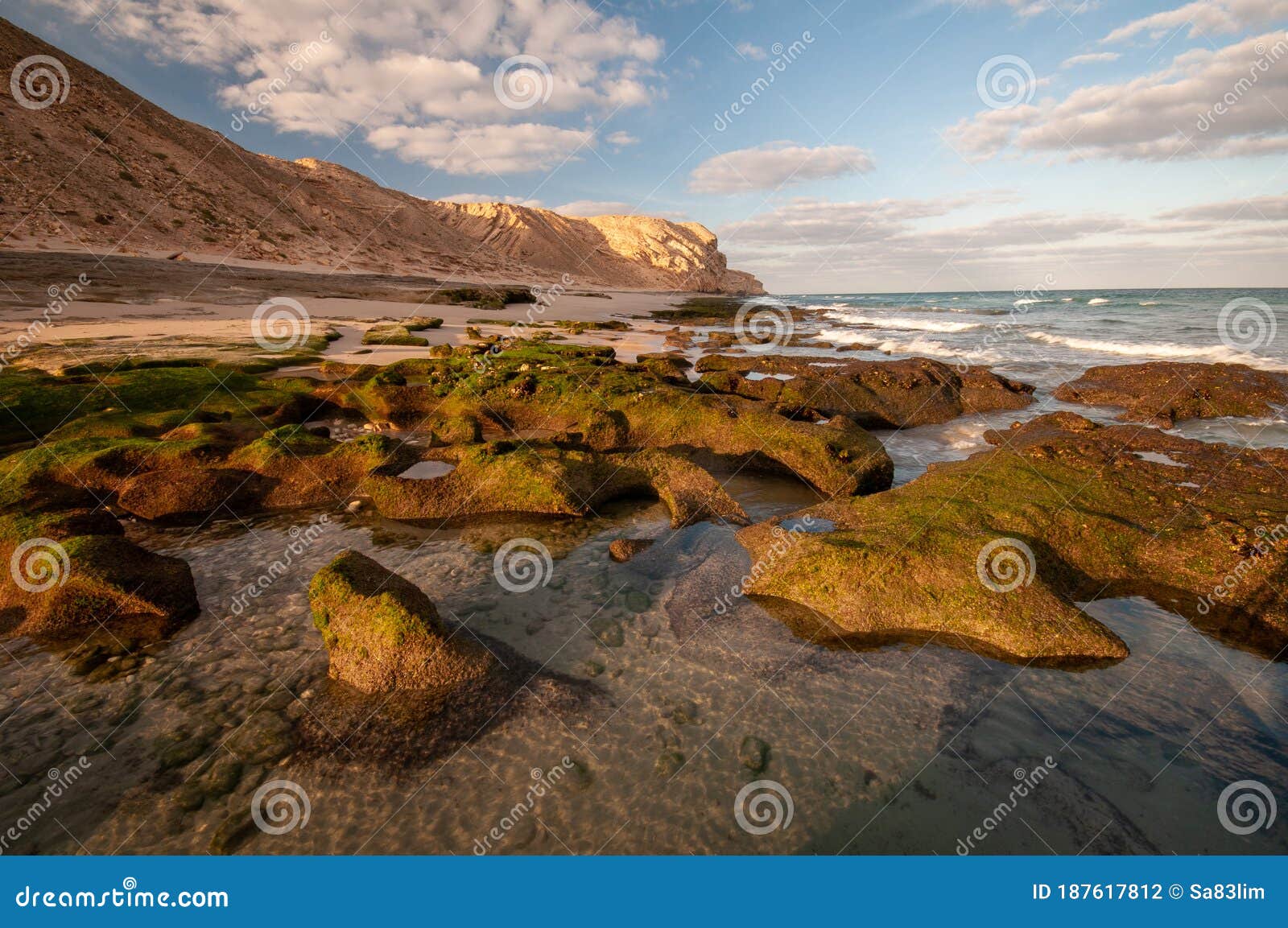 Sandstone Mountain Cliff on Sea Beach , Oman Stock Photo - Image of ...