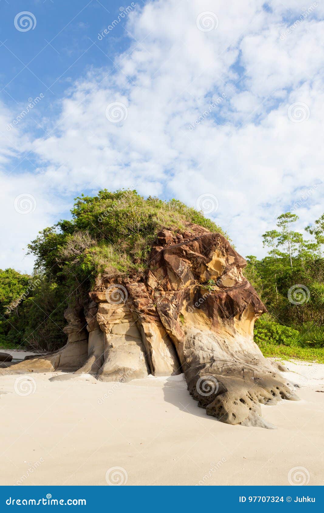 Sandstone rock at beach stock photo. Image of erosion - 97707324