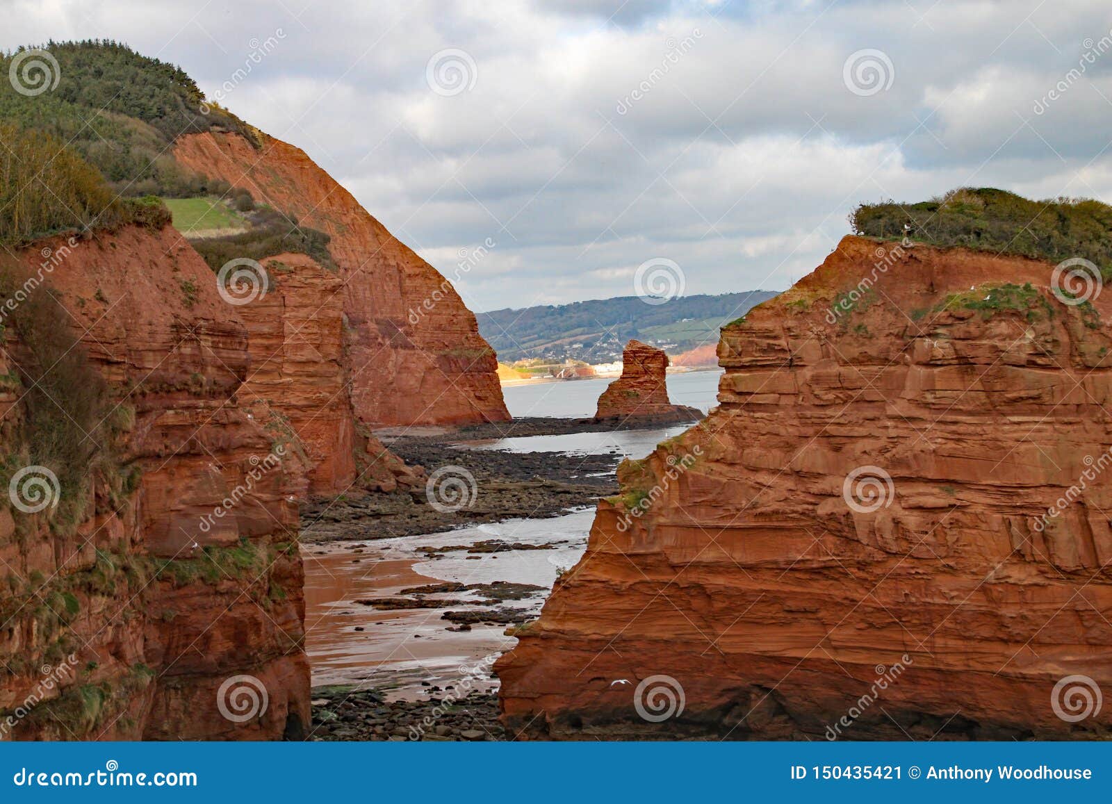 A Sandstone Sea Stack at Ladram Bay Near Sidmouth, Devon. Part of the ...