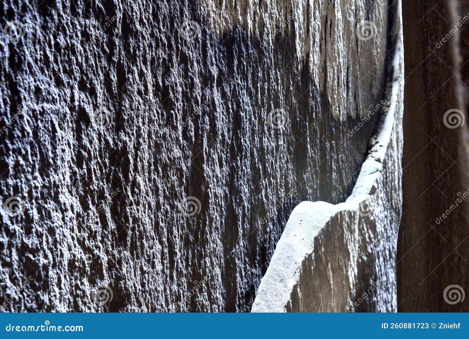 Sandstone Slab on a Vertical Cleft Surface with Arched Break Edge ...