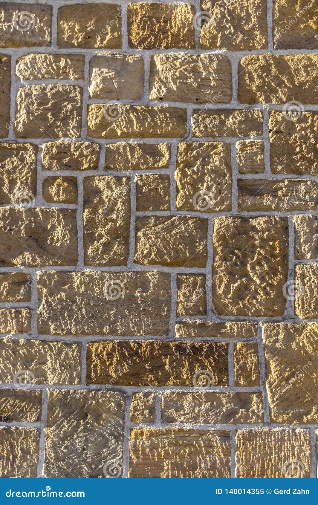 Sandstone Wall, Bricked with Different Sized Sharpened Rustic Stone and ...