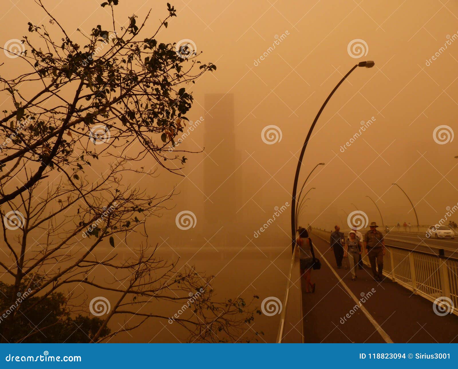 Sandstorm in Brisbane Australia - View of Brisbane CBD and Brisbane ...