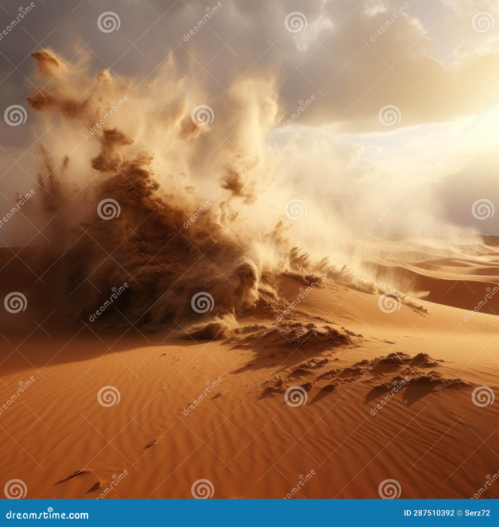 Sandstorm in the desert stock photo. Image of wave, travel - 287510392