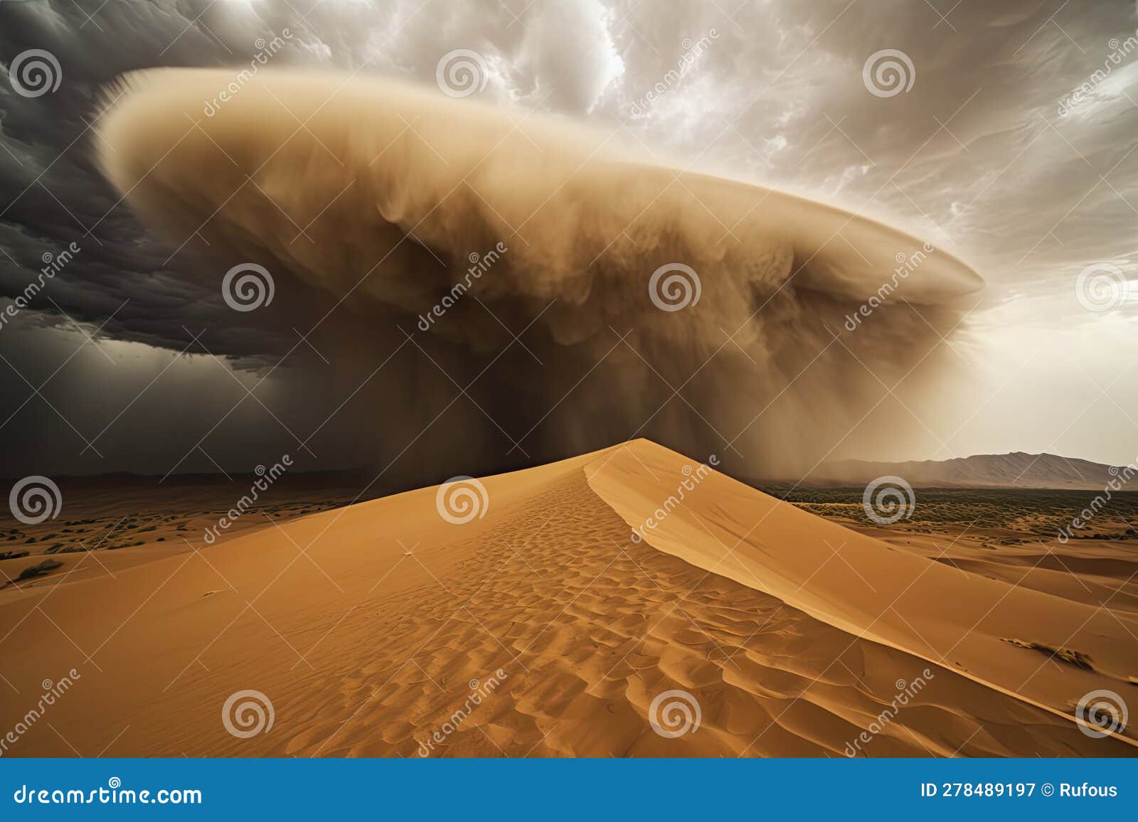 Sandstorm Formation Over Desert Scene with Dramatic Sky Clouds Stock ...