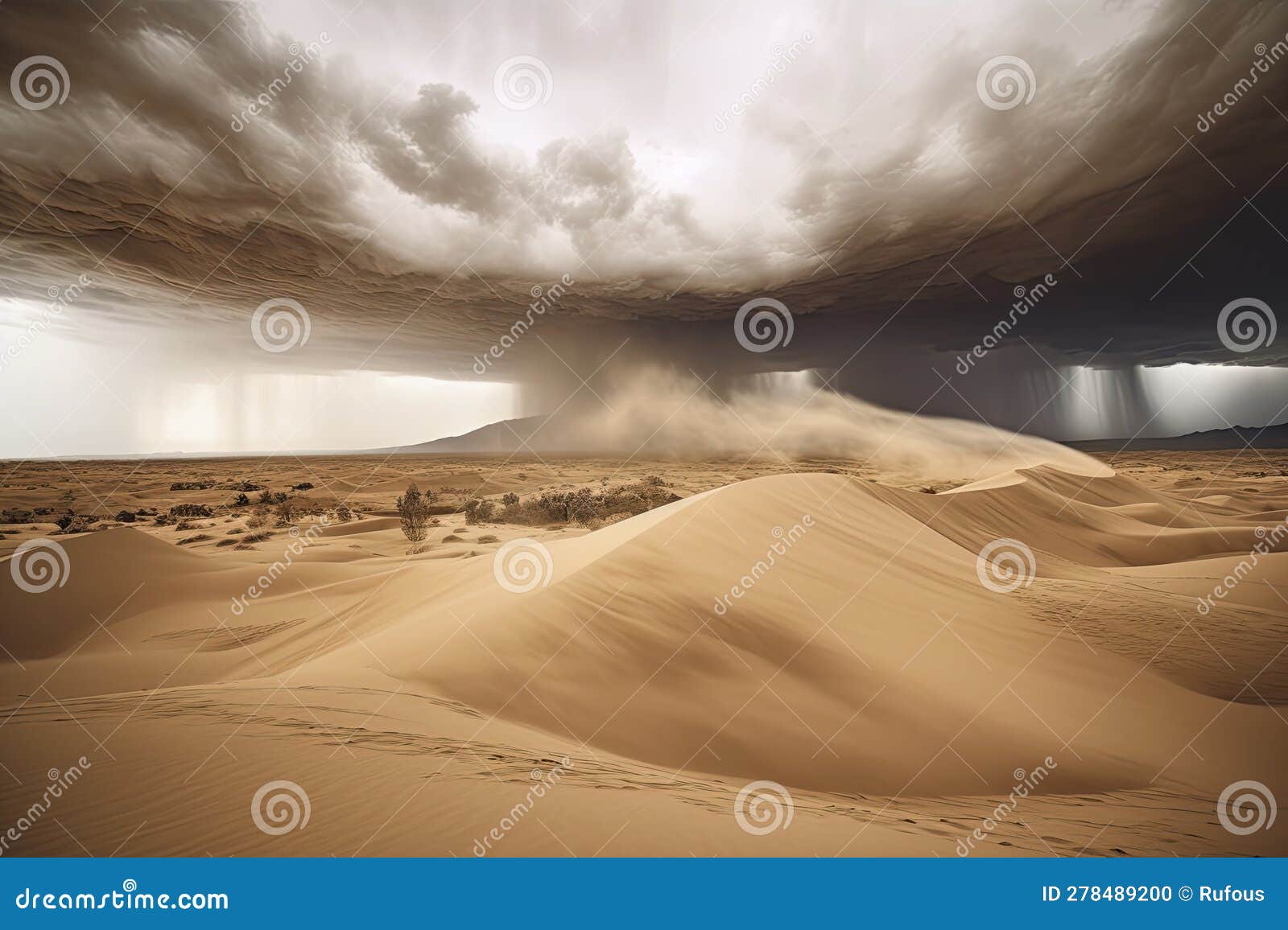 Sandstorm Formation Over Desert Scene with Dramatic Sky Clouds Stock ...