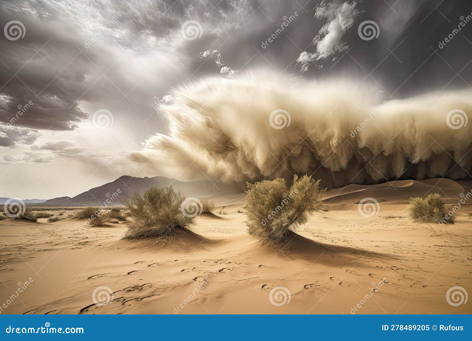 Sandstorm Formation Over Desert Scene with Dramatic Sky Clouds Stock ...