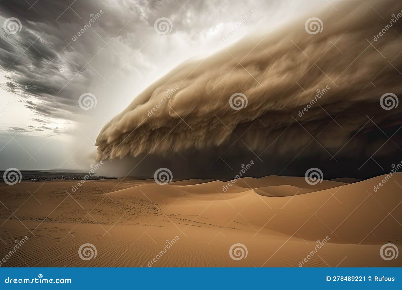 Sandstorm Formation Over Desert Scene with Dramatic Sky Clouds Stock ...