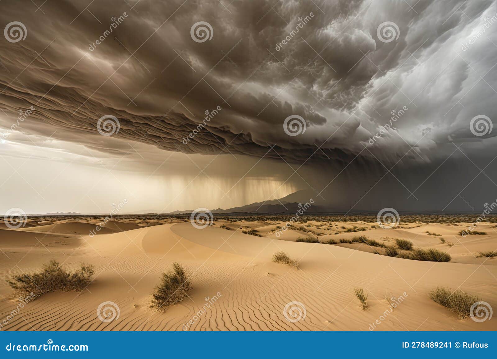 Sandstorm Formation Over Desert Scene with Dramatic Sky Clouds Stock ...