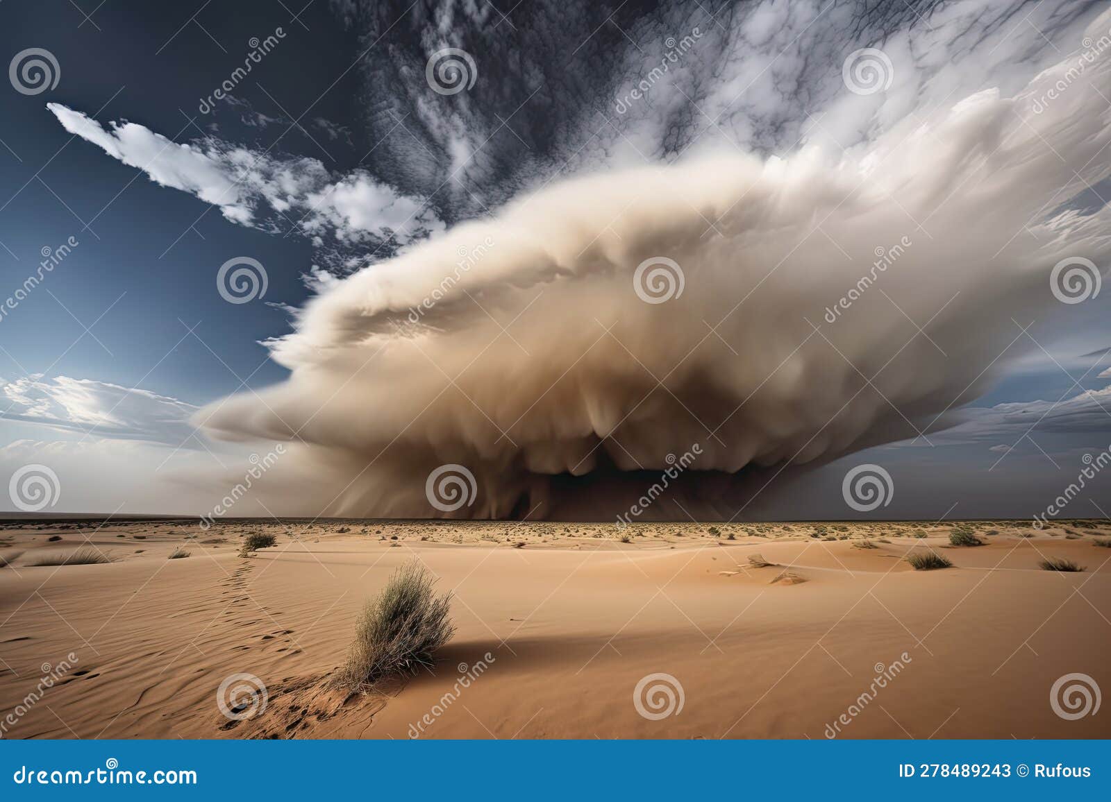 Sandstorm Formation Over Desert Scene with Dramatic Sky Clouds Stock ...