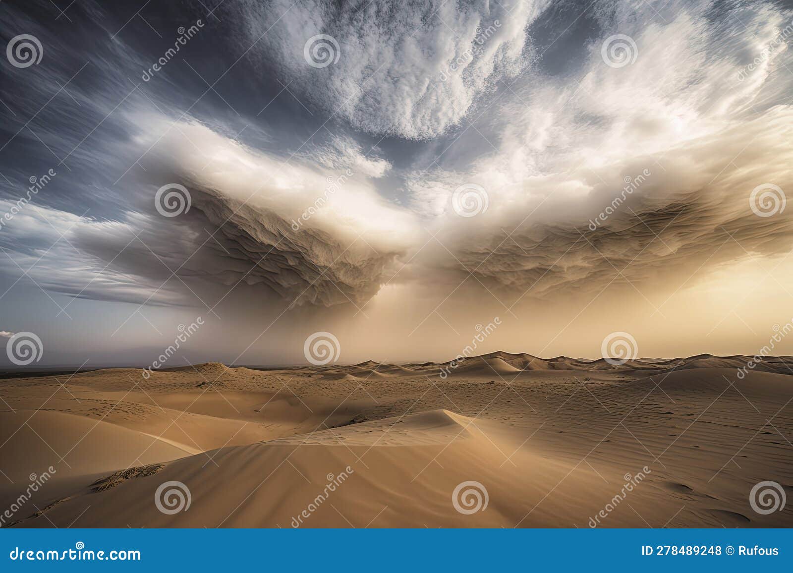 Sandstorm Formation Over Desert Scene with Dramatic Sky Clouds Stock ...