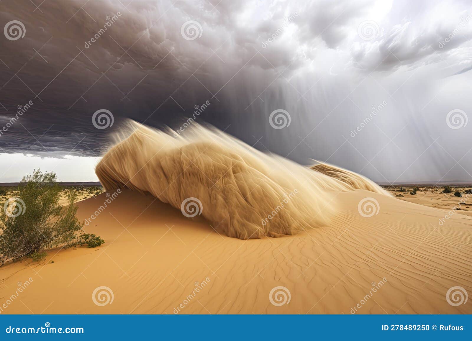 Sandstorm Formation Over Desert Scene with Dramatic Sky Clouds Stock ...