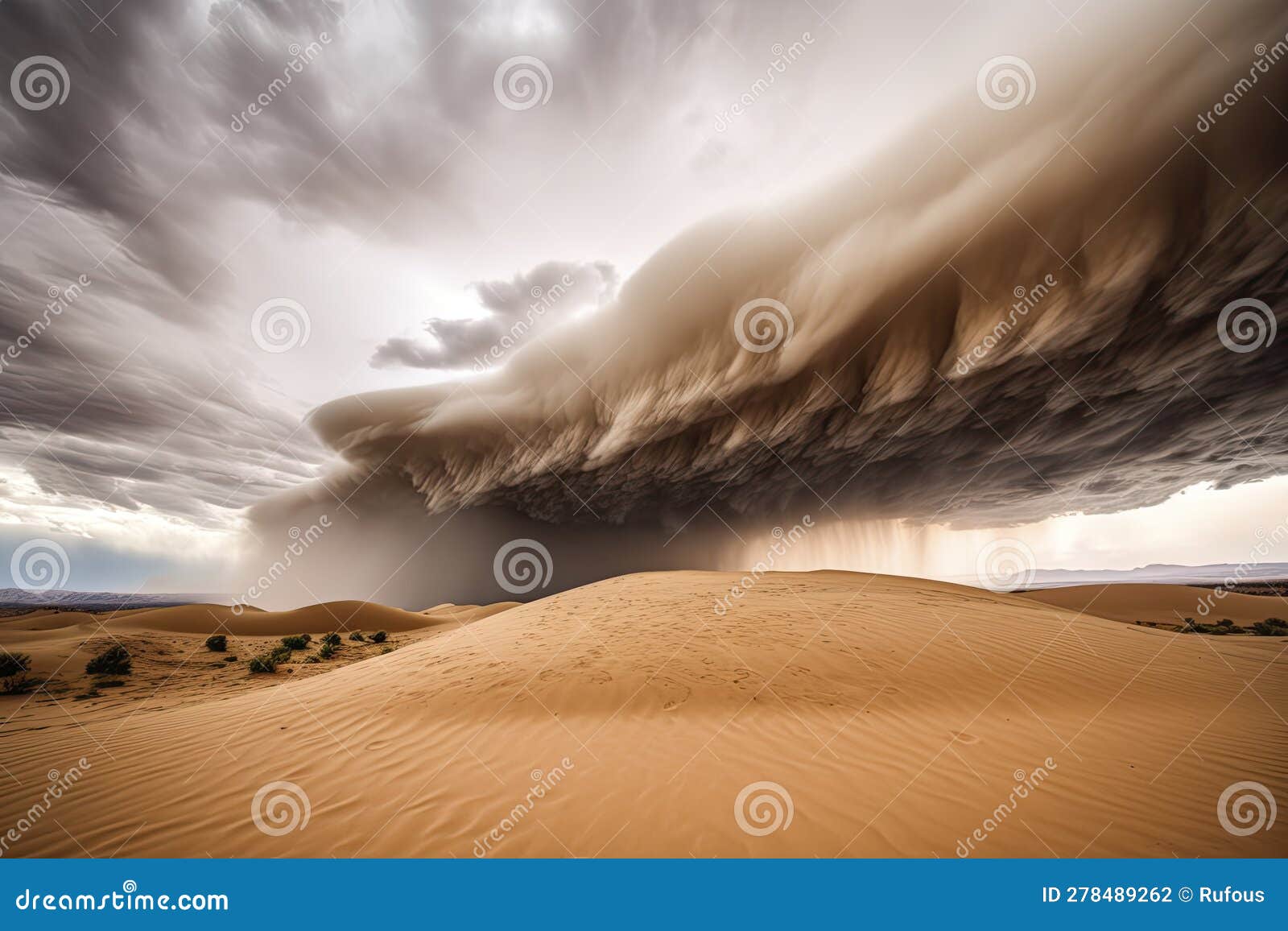 Sandstorm Formation Over Desert Scene with Dramatic Sky Clouds Stock ...