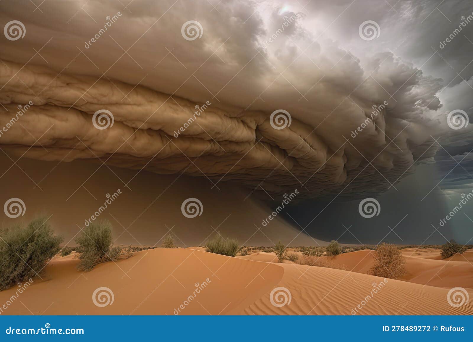Sandstorm Formation Over Desert Scene with Dramatic Sky Clouds Stock ...
