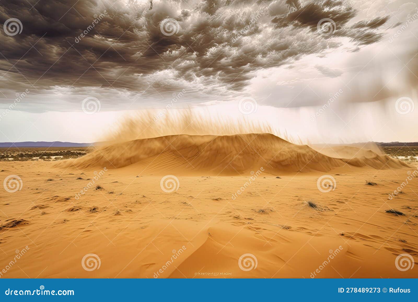 Sandstorm Formation Over Desert Scene with Dramatic Sky Clouds Stock ...