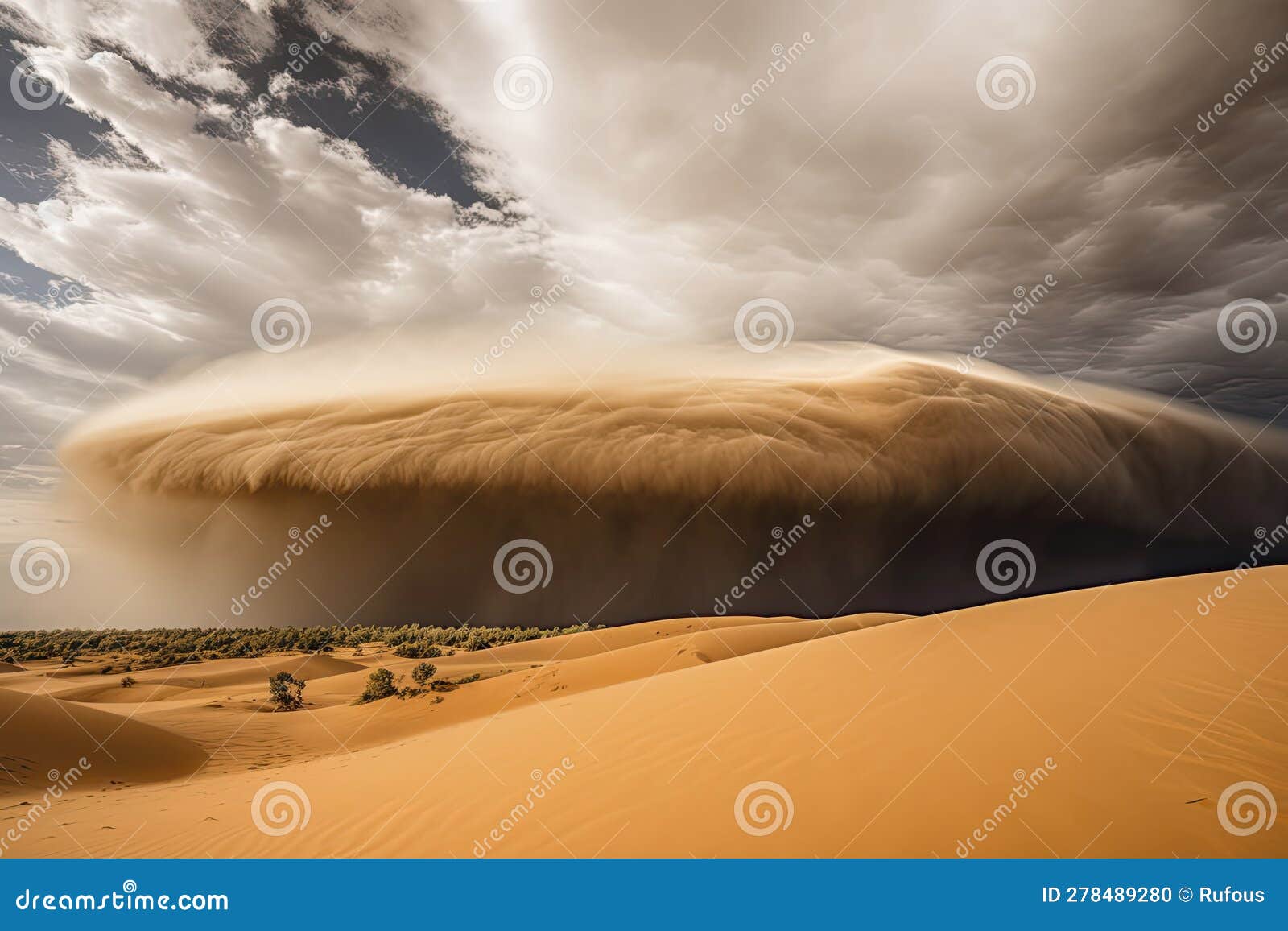 Sandstorm Formation Over Desert Scene with Dramatic Sky Clouds Stock ...