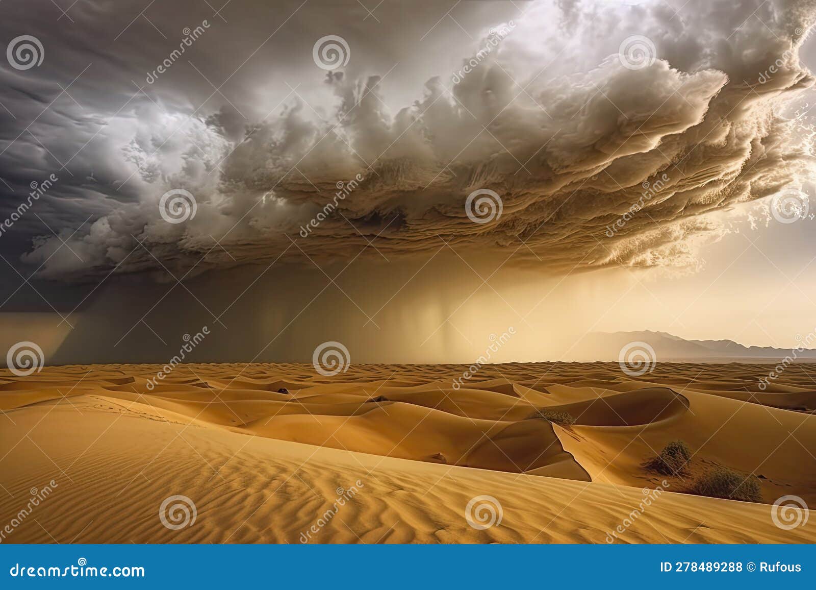 Sandstorm Formation Over Desert Scene with Dramatic Sky Clouds Stock ...