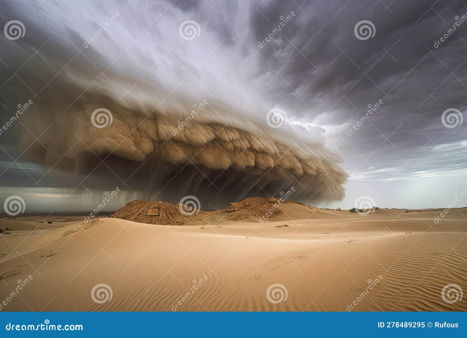 Sandstorm Formation Over Desert Scene with Dramatic Sky Clouds Stock ...