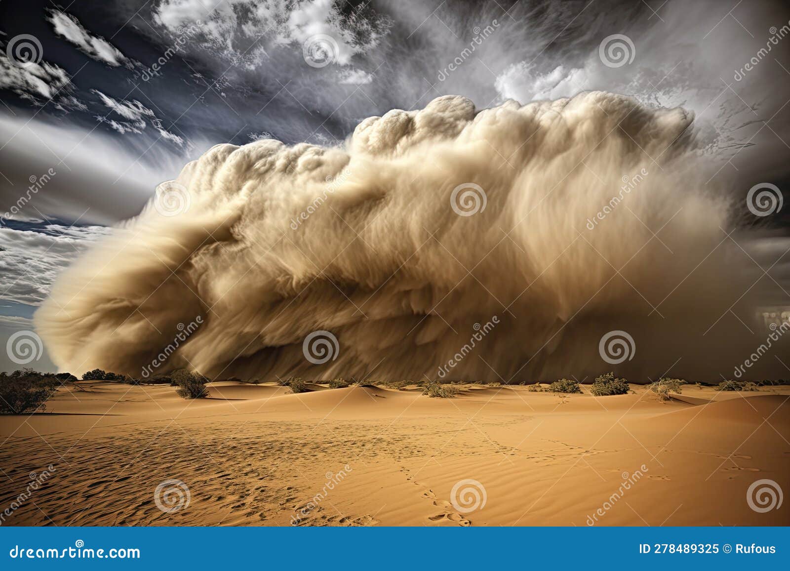 Sandstorm Formation Over Desert Scene with Dramatic Sky Clouds Stock ...