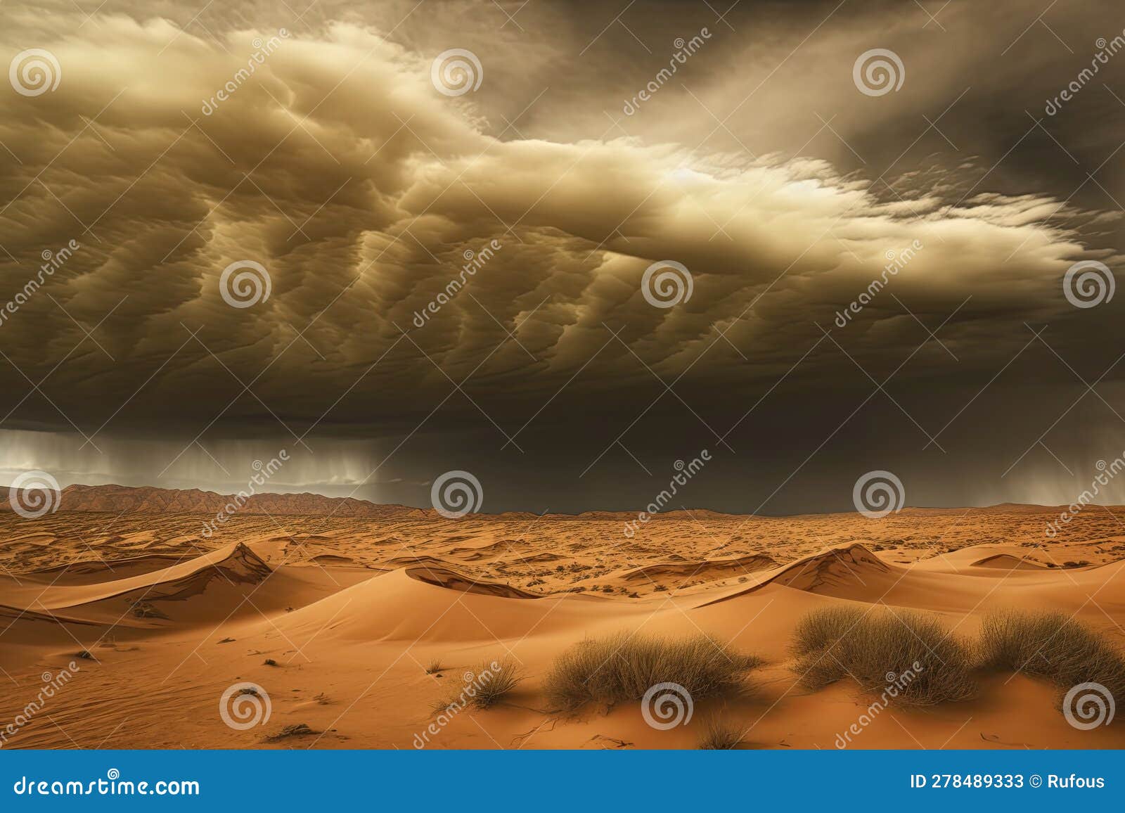 Sandstorm Formation Over Desert Scene with Dramatic Sky Clouds Stock ...