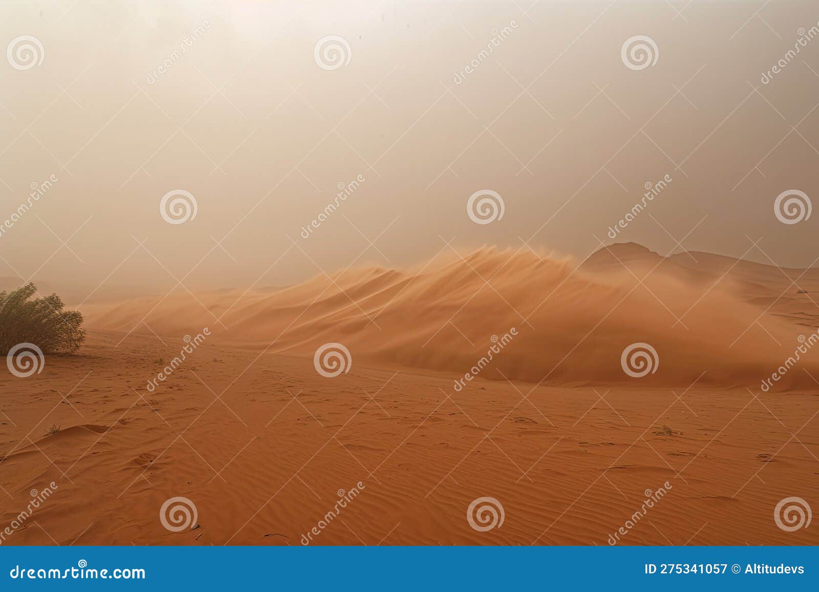 Sandstorm Rolling Over Still and Silent Desert Stock Illustration ...