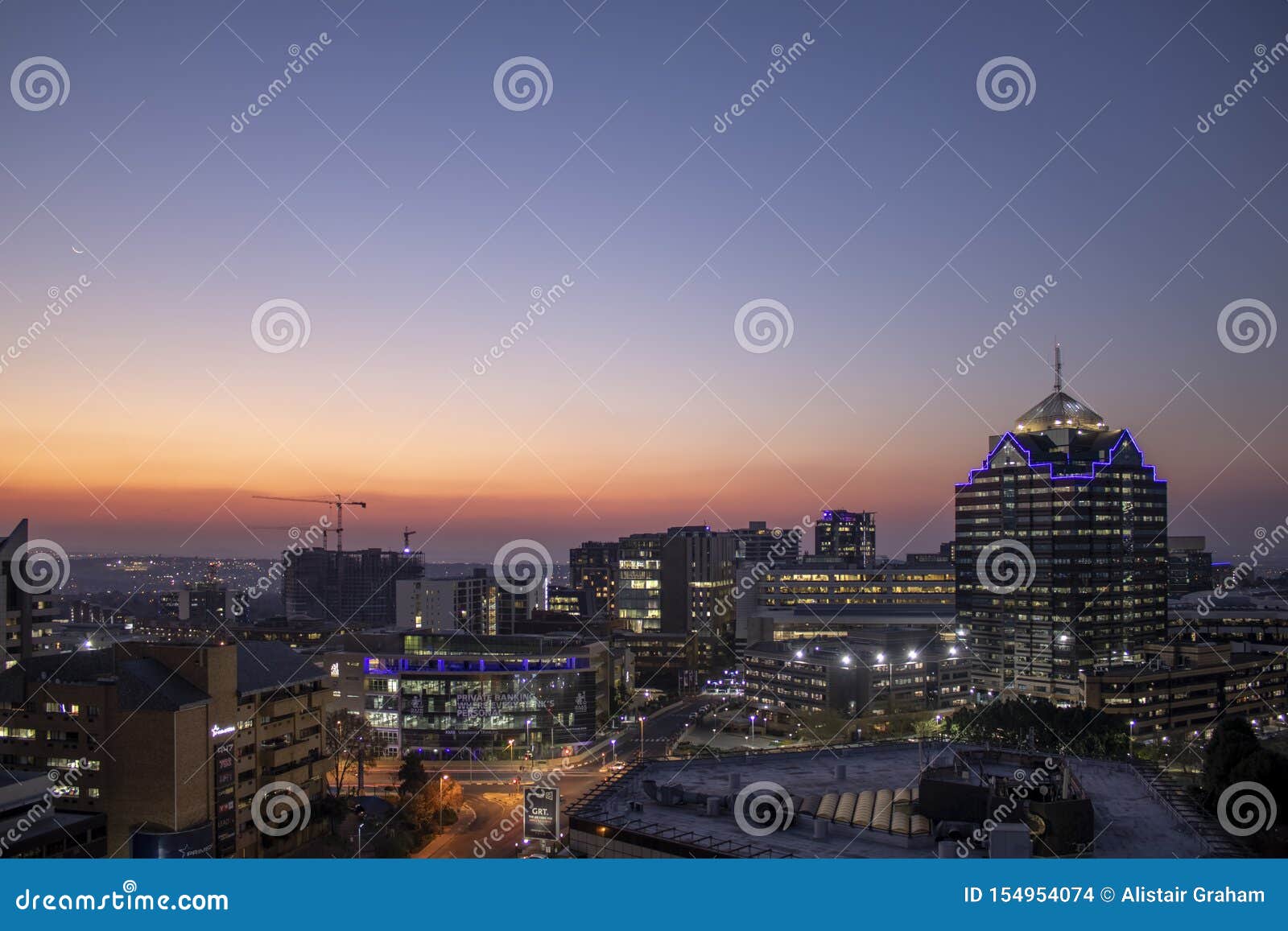 Sandton Skyline North Facing Editorial Stock Image - Image of sunset ...
