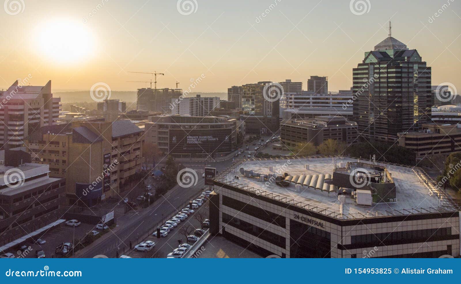 Sandton Skyline Winter Sunset Editorial Image - Image of southfacing ...