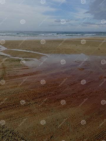 Sandtracks on the beach stock photo. Image of blue, unfiltered - 108446026
