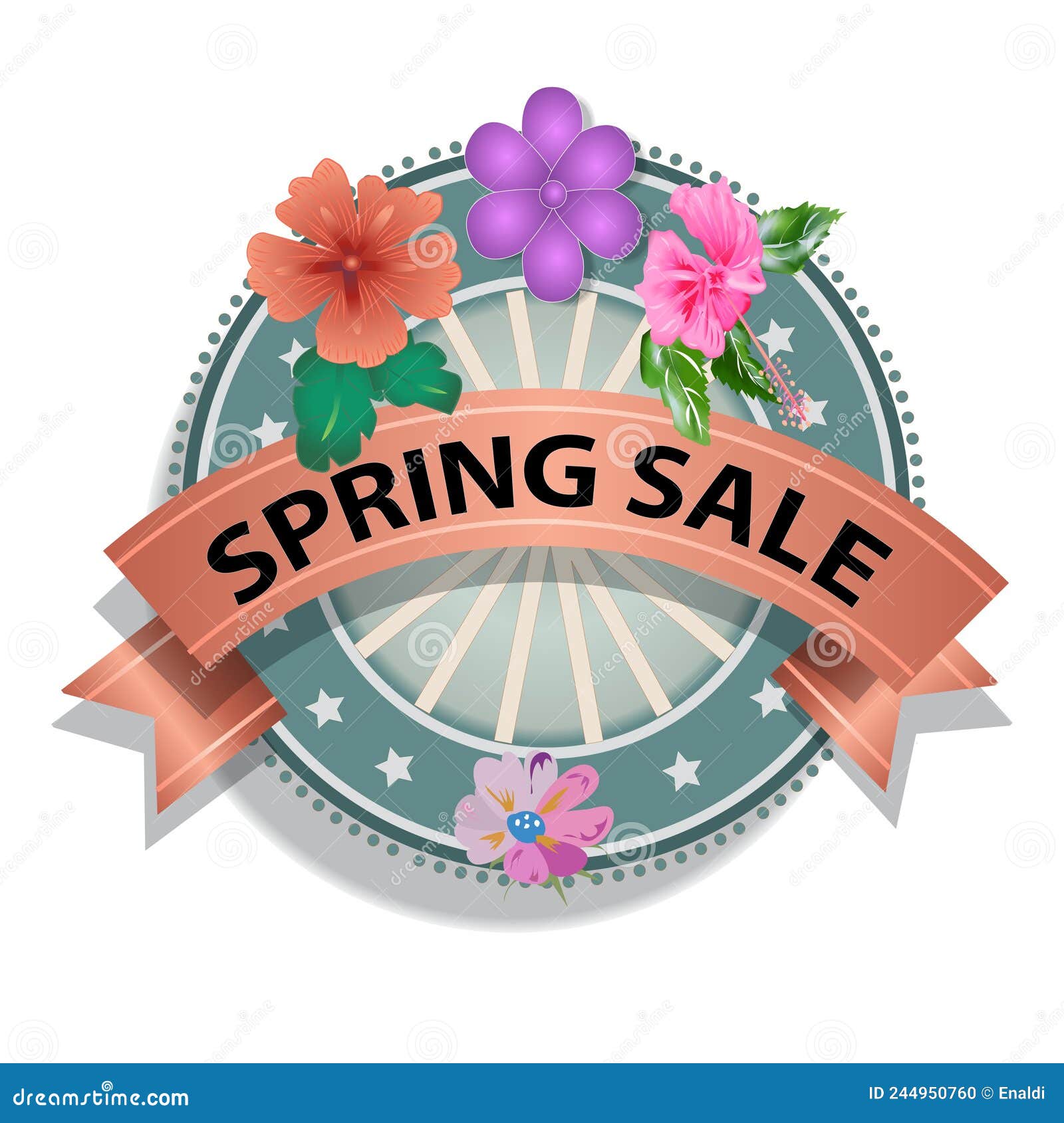 Floral Decorative Spring Sale Vintage Badge Vector Illustration Stock ...