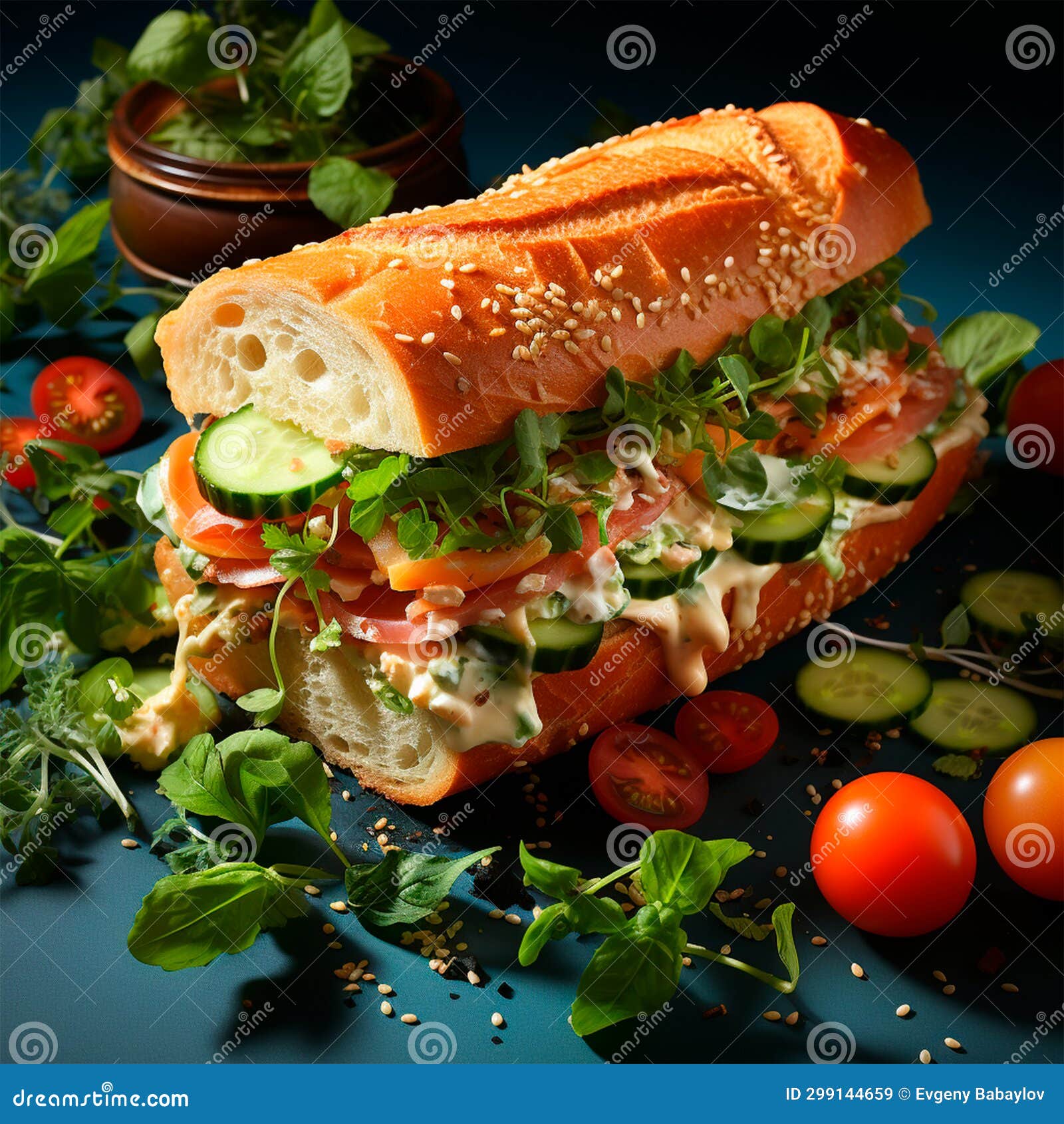 Sandwich with Avocado and Vegetables, Quick Snack - AI Generated Image ...