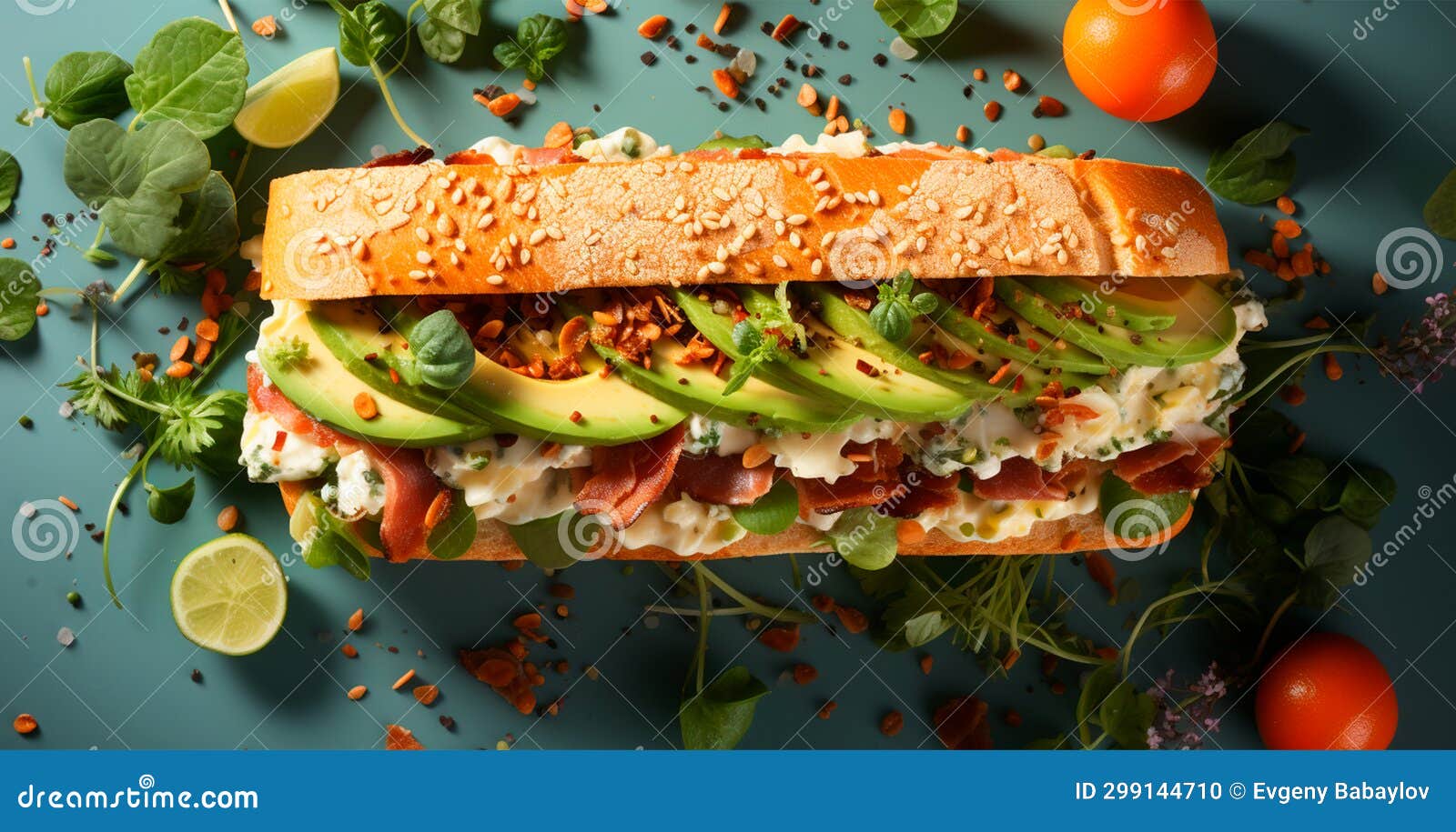 Sandwich with Avocado and Vegetables, Quick Snack - AI Generated Image ...