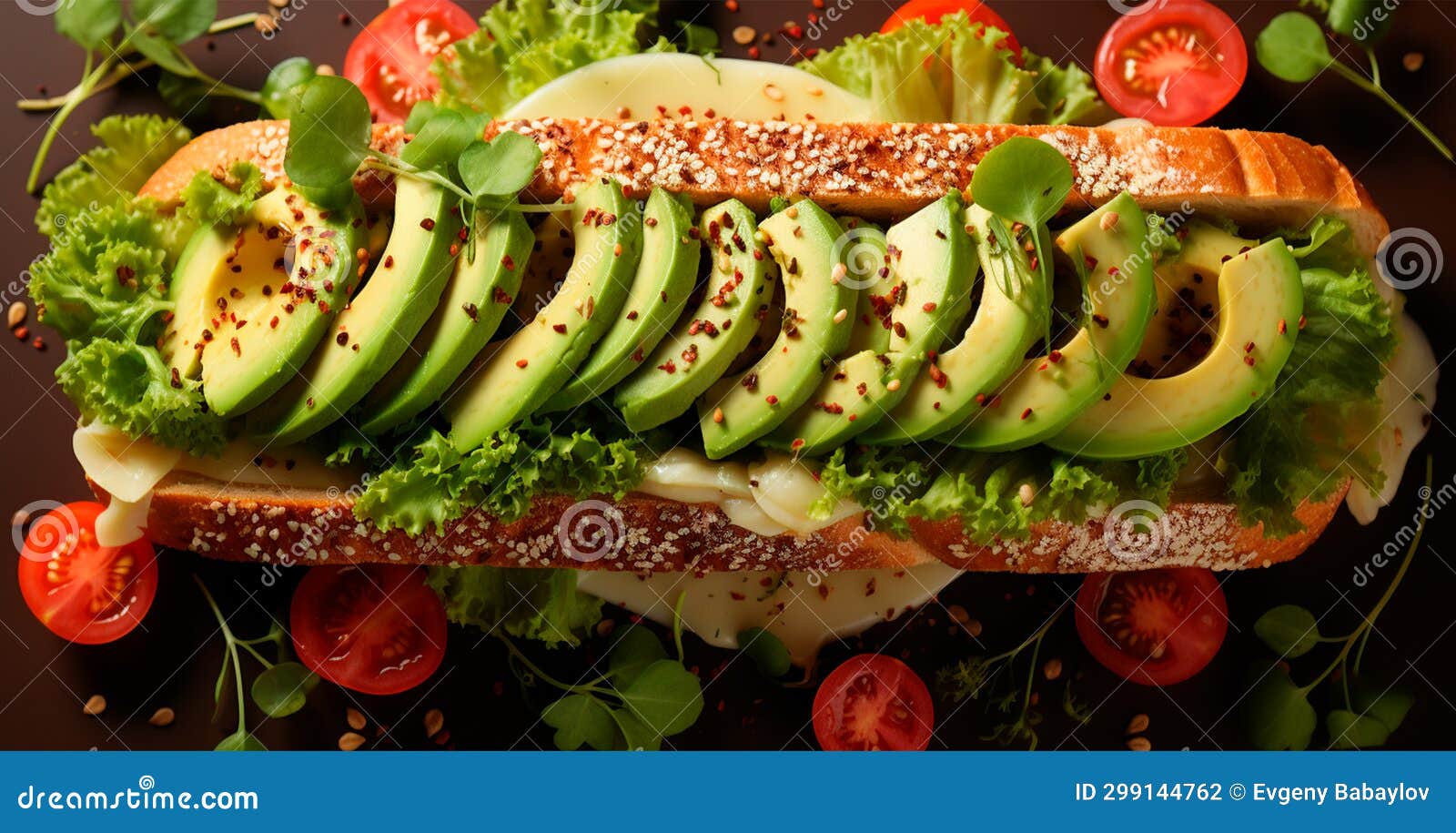 Sandwich with Avocado and Vegetables, Quick Snack - AI Generated Image ...