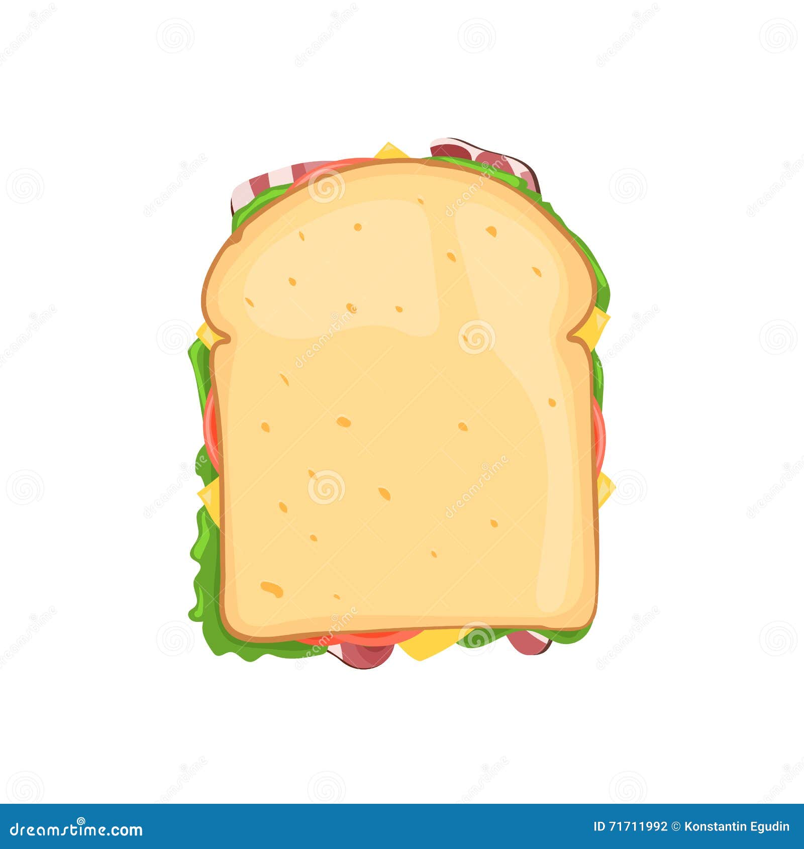 Sandwich with Bacon Top View Stock Vector - Illustration of fresh ...