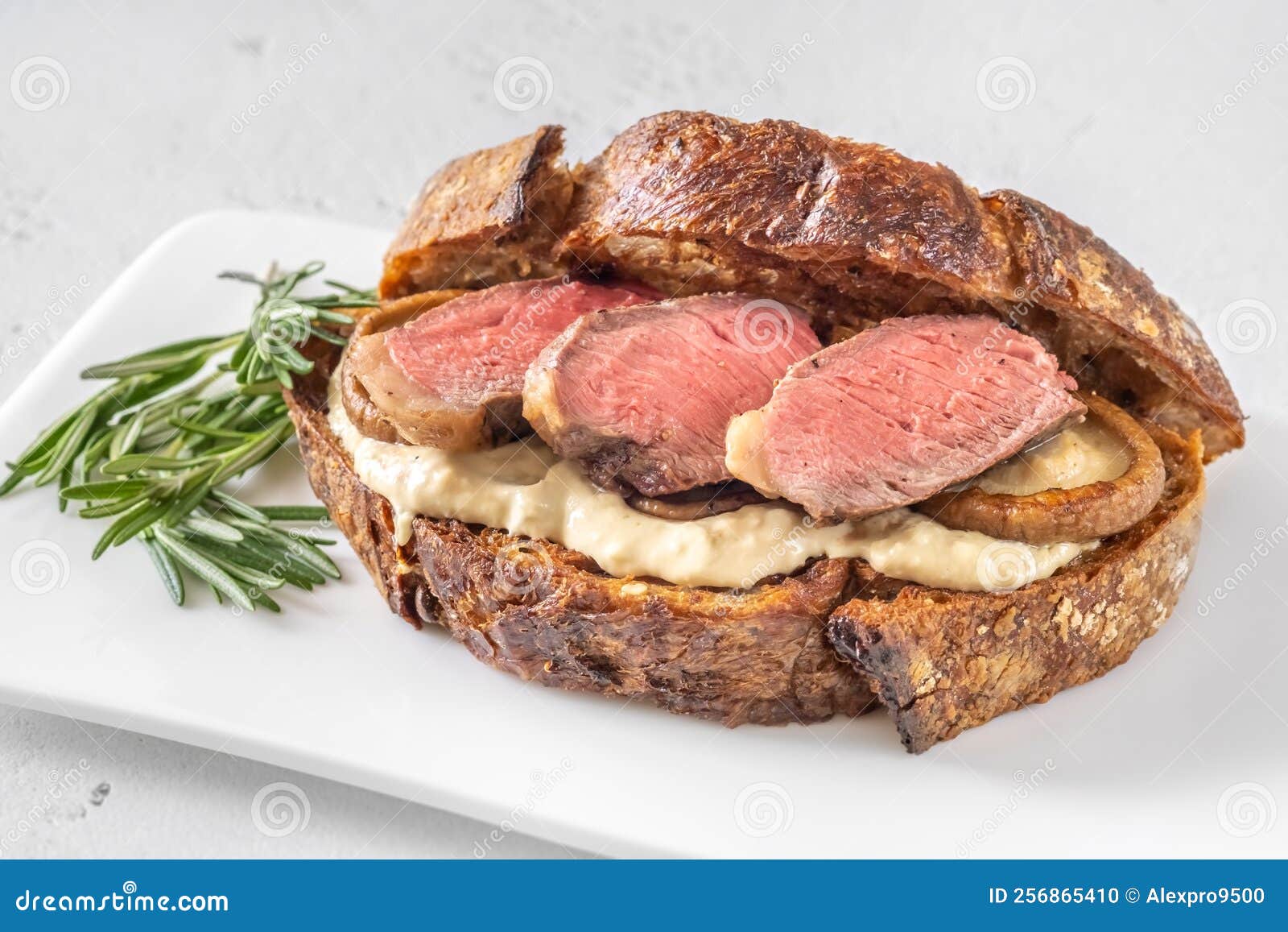 Sandwich with Beef Steak and Mushrooms Stock Photo - Image of fried ...