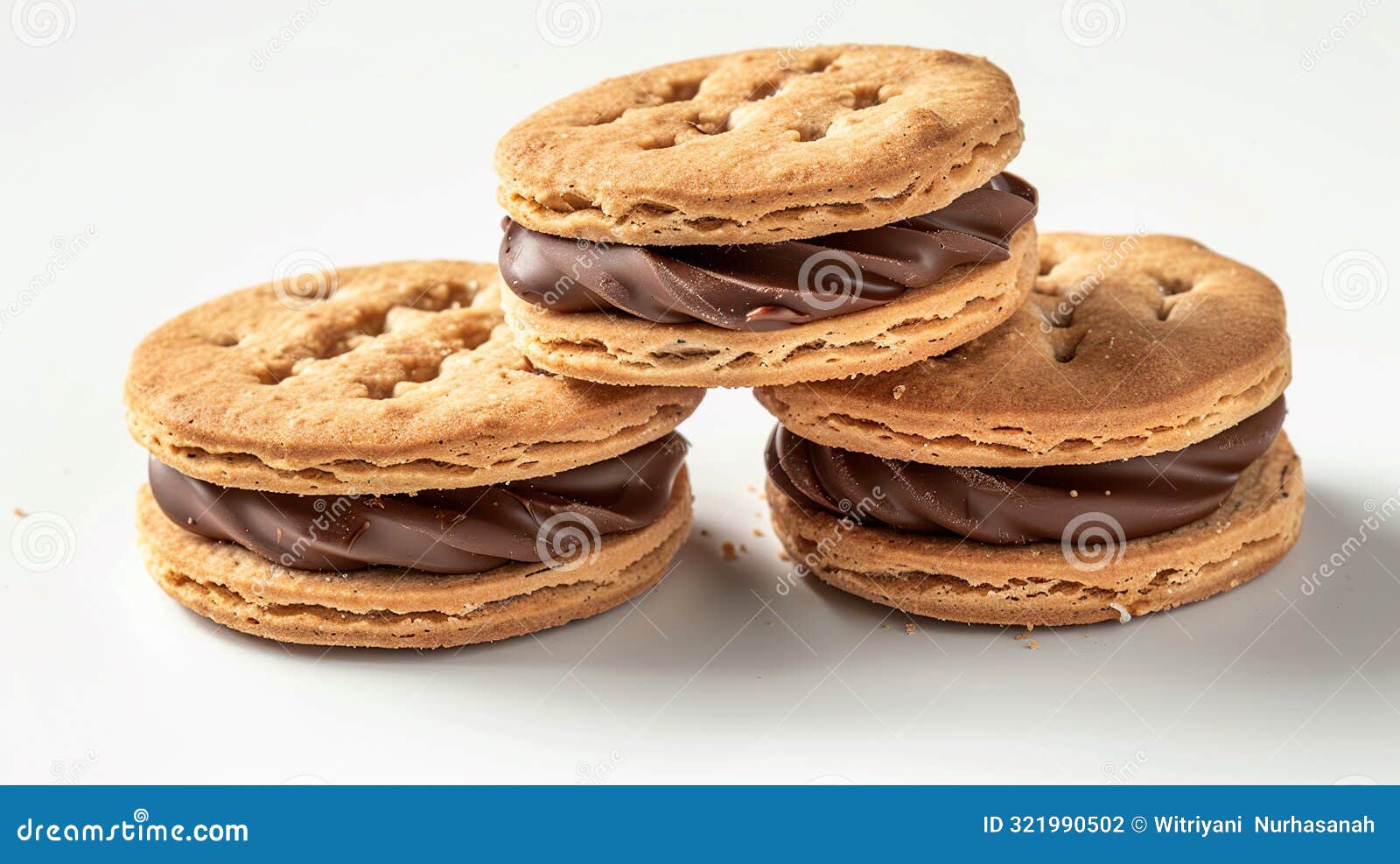 Sandwich Biscuits with Chocolate Filling on a White Background ...