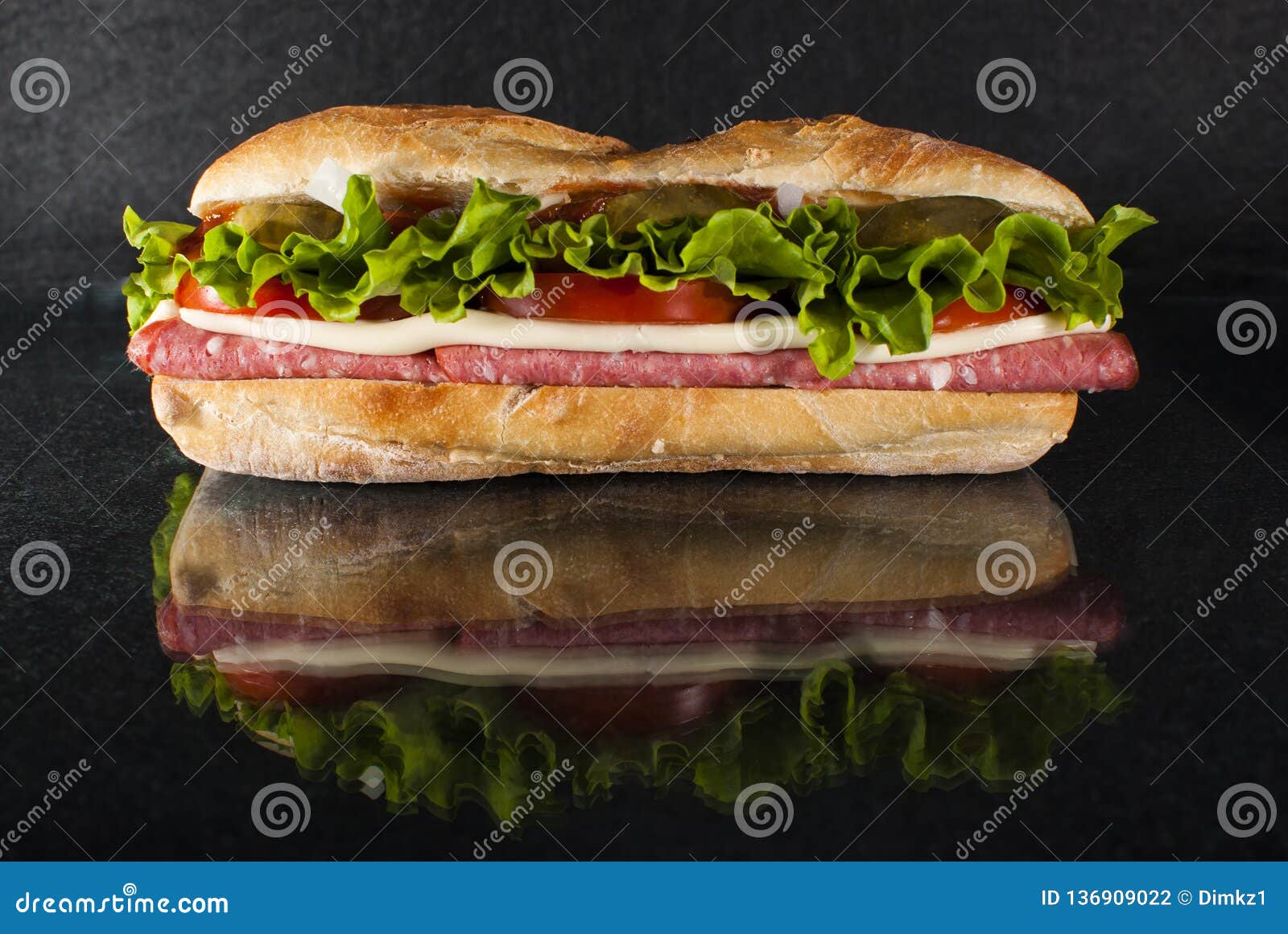 Sandwich on Black Background Stock Photo - Image of snack, diet: 136909022