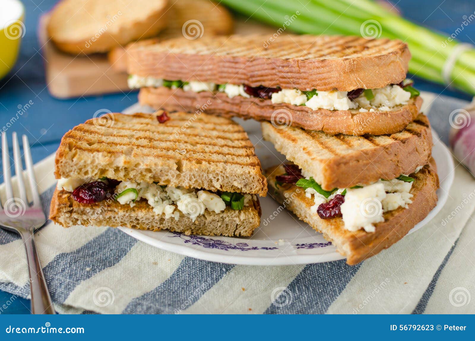 Sandwich with Blue Cheese and Cranberries Stock Image - Image of eating ...
