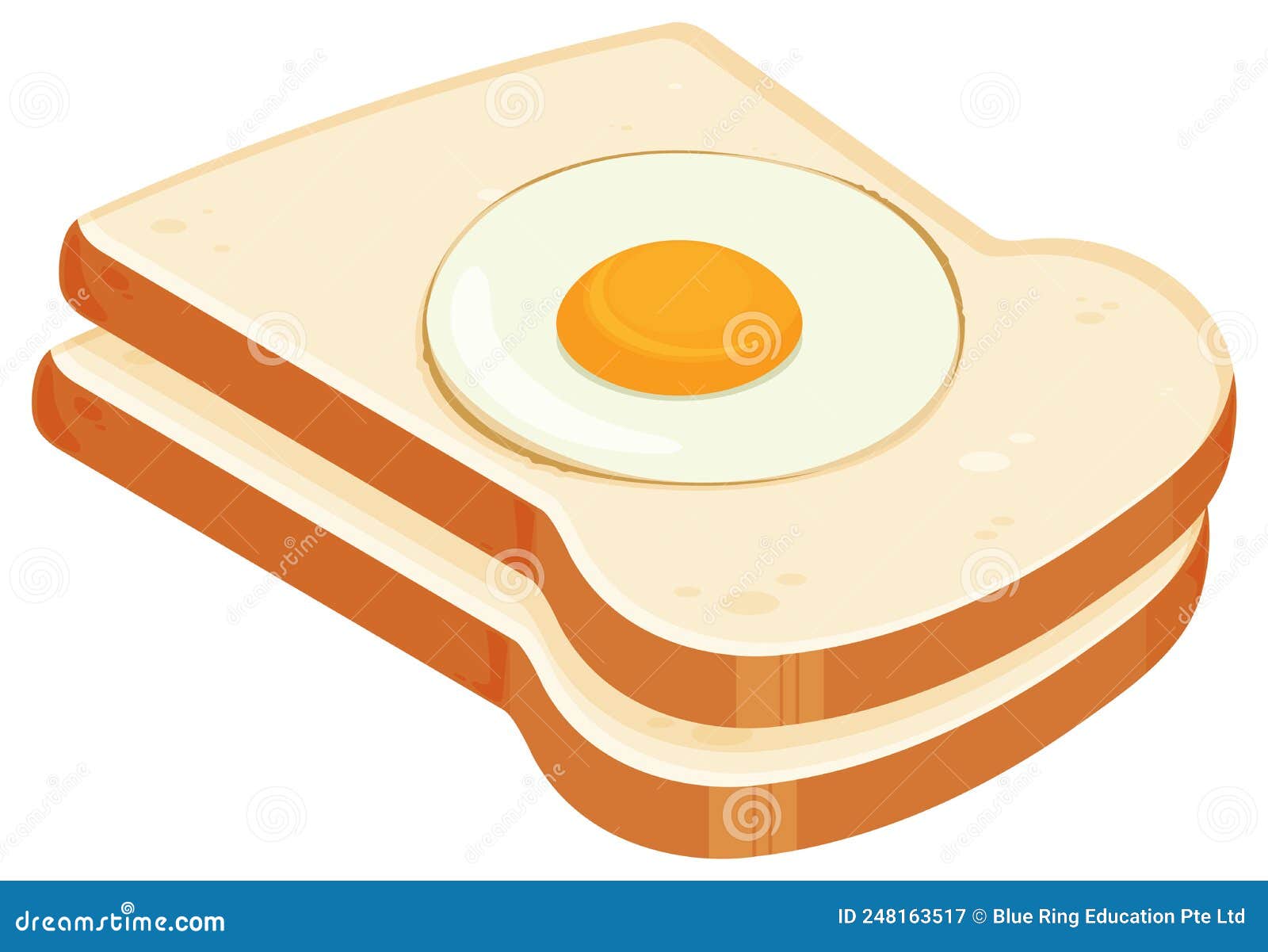 Sandwich Bread with Egg in Cartoon Style Stock Vector - Illustration of ...