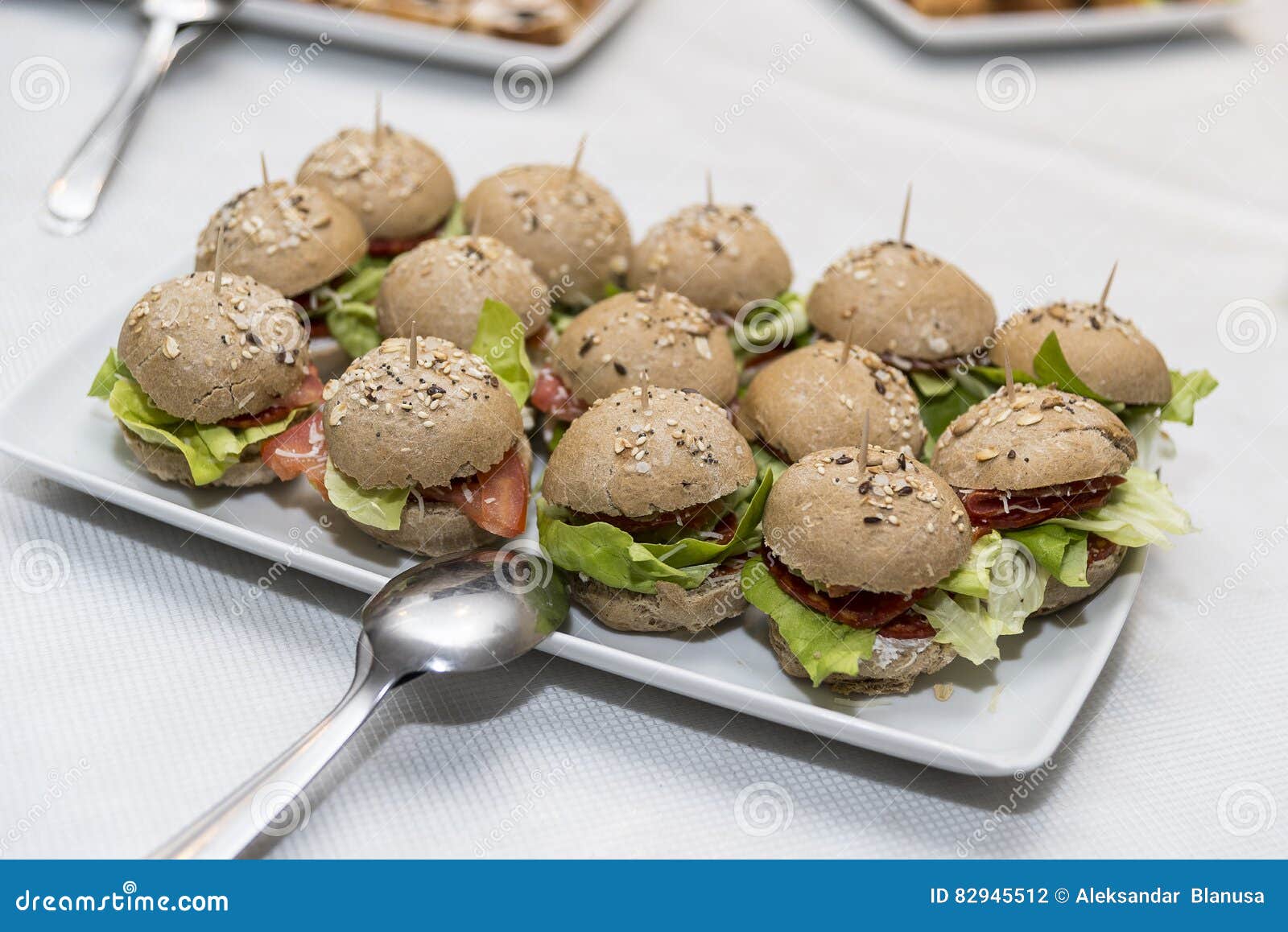 Sandwich canapes stock photo. Image of fresh, tomato - 82945512