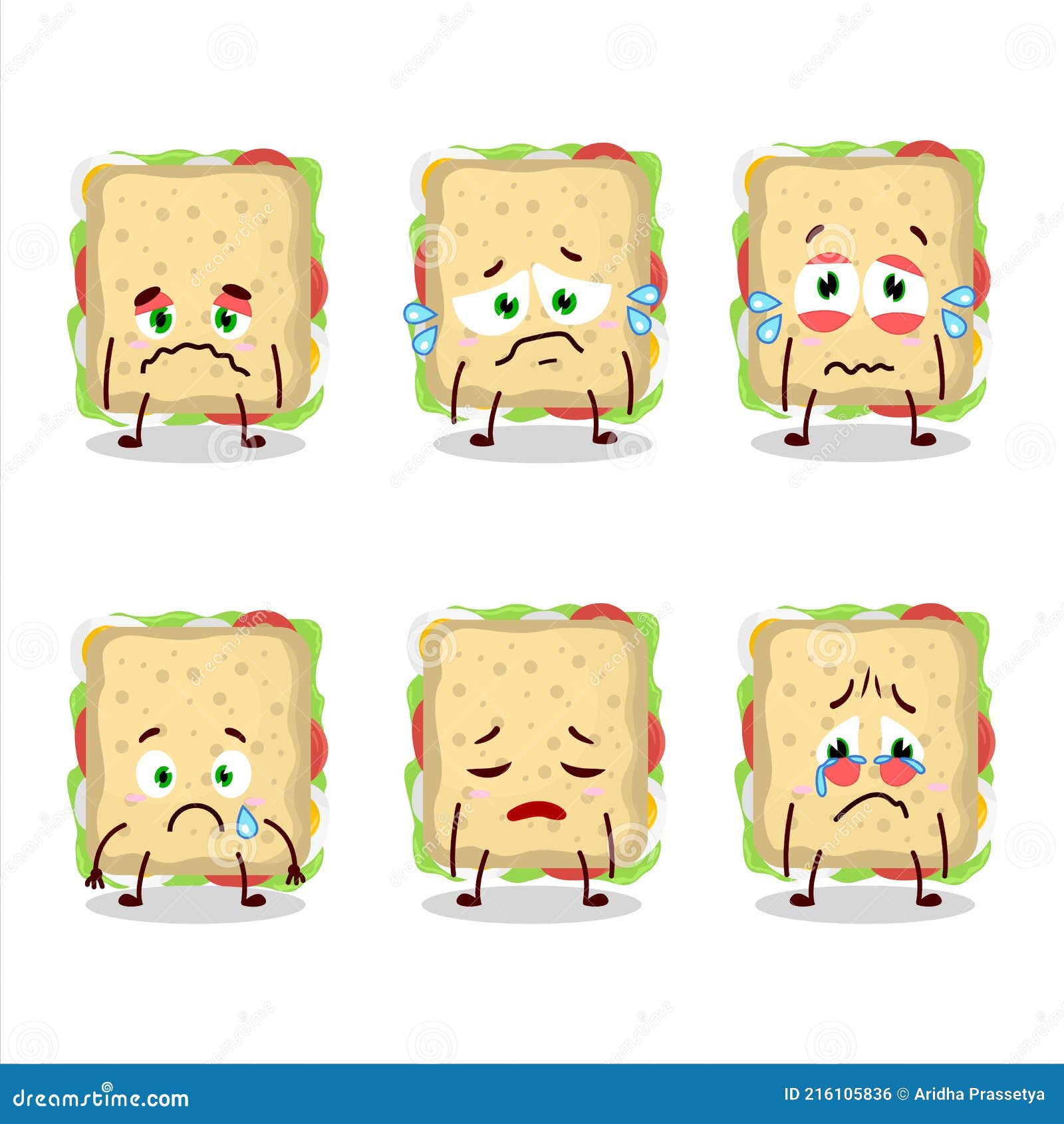 Sandwich Cartoon in Character with Sad Expression Stock Vector ...