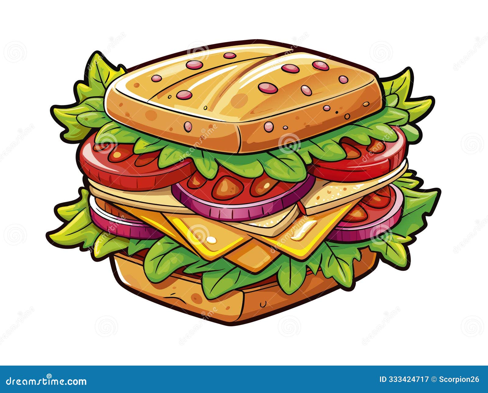 Sandwich Cartoon Character With Love Cute Emoticon Vector Illustration ...
