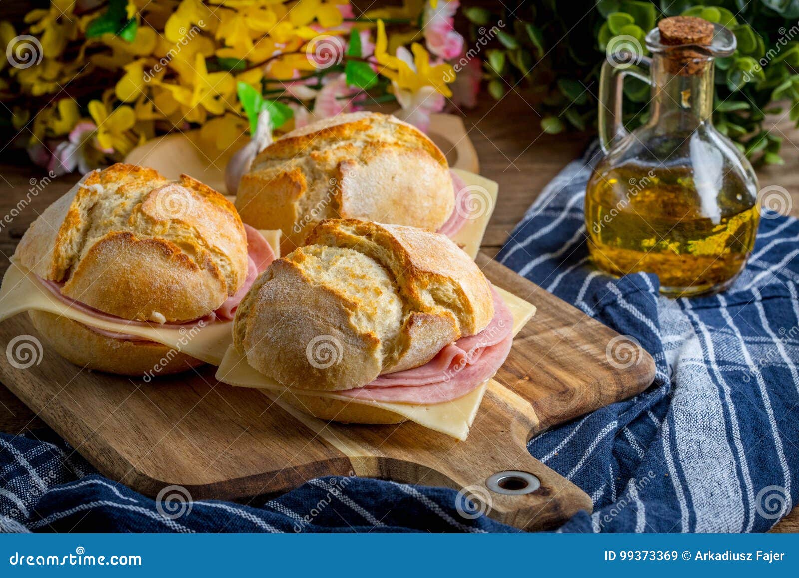 Sandwich with Cheese and Ground Ham. Stock Image - Image of cheese ...