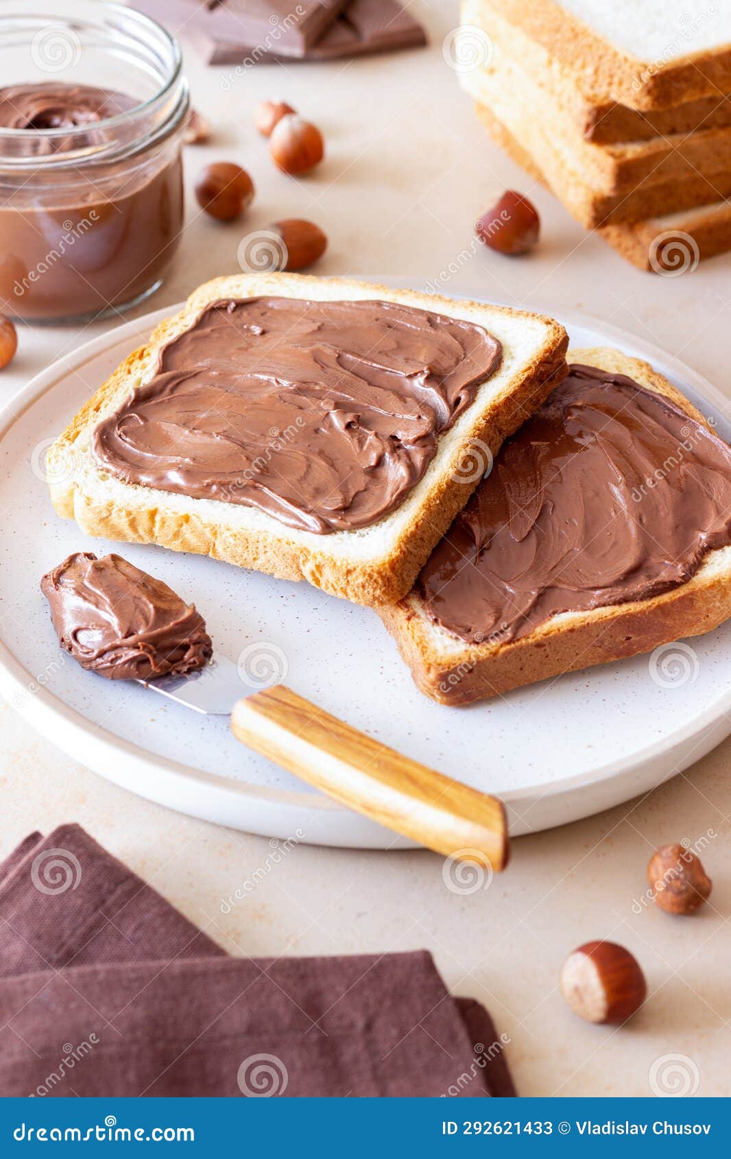 Sandwich with Chocolate Paste . Breakfast Stock Image - Image of nuts ...