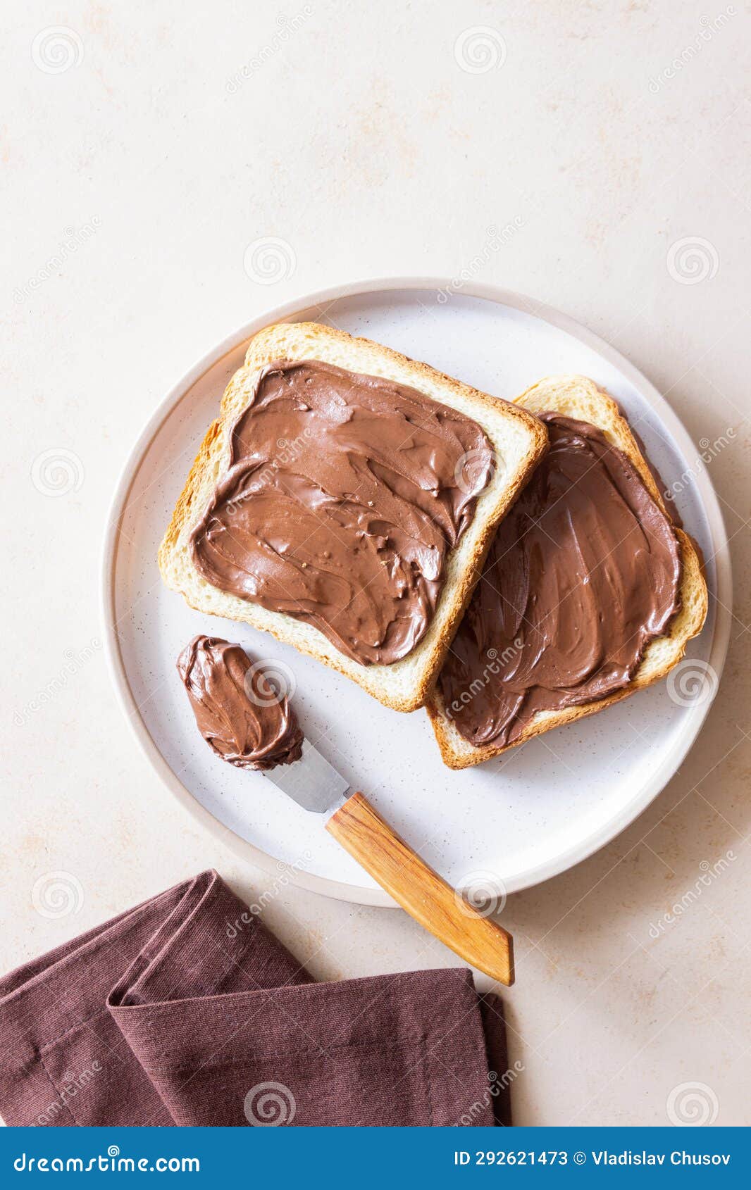 Sandwich with Chocolate Paste . Breakfast Stock Image - Image of nutty ...