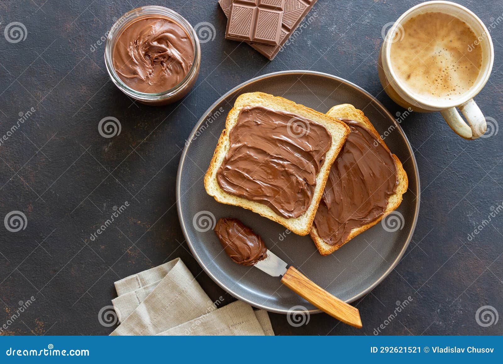 Sandwich with Chocolate Paste . Breakfast Stock Image - Image of food ...