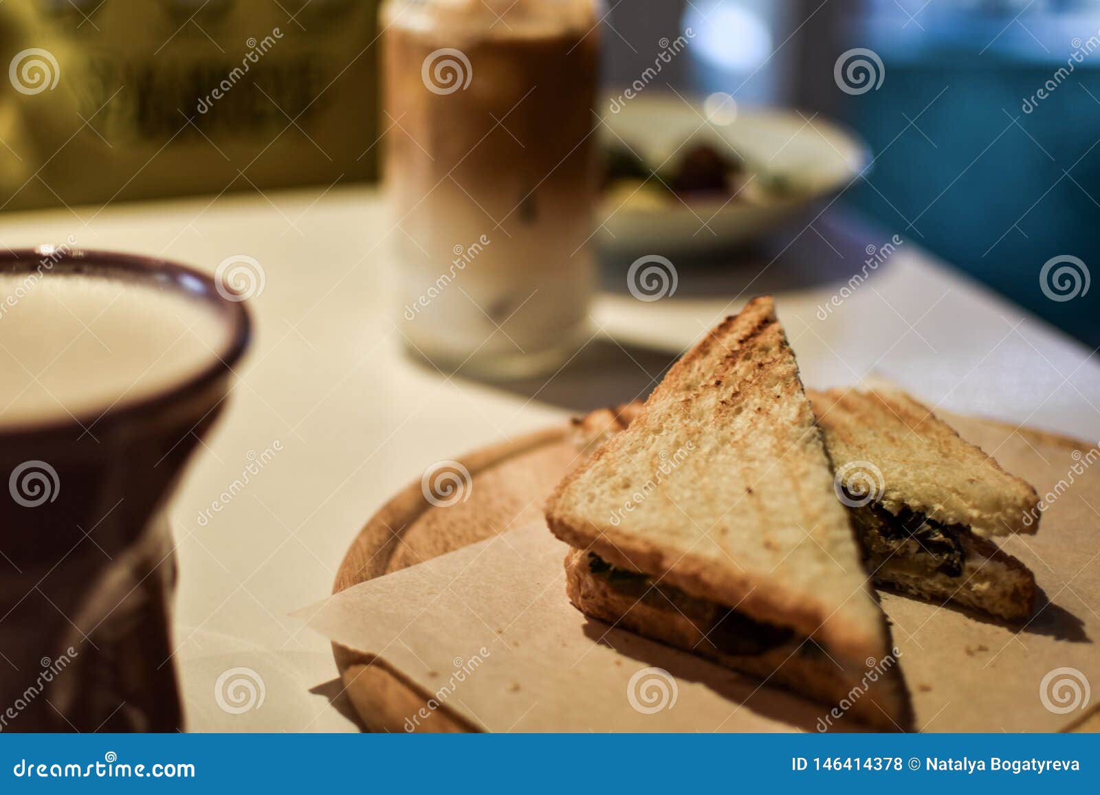 Sandwich with Coffee in Cafe Stock Photo - Image of cafe, coff: 146414378