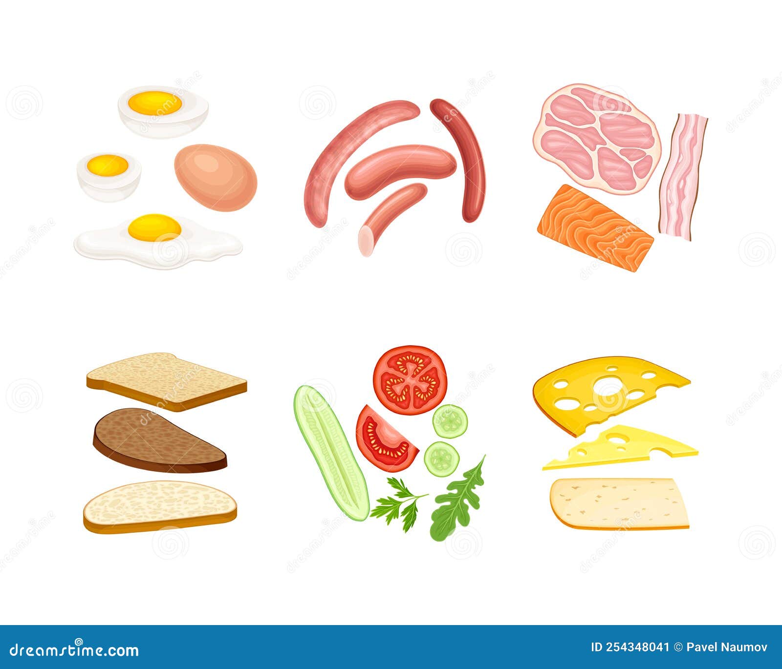 Sandwich Constructor. Bread, Meat, Vegetables and Fruit Sliced ...