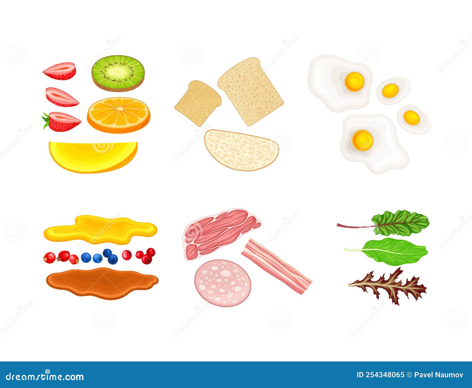 Sandwich Constructor Set. Bread, Meat, Egg, Vegetables and Fruit Sliced ...