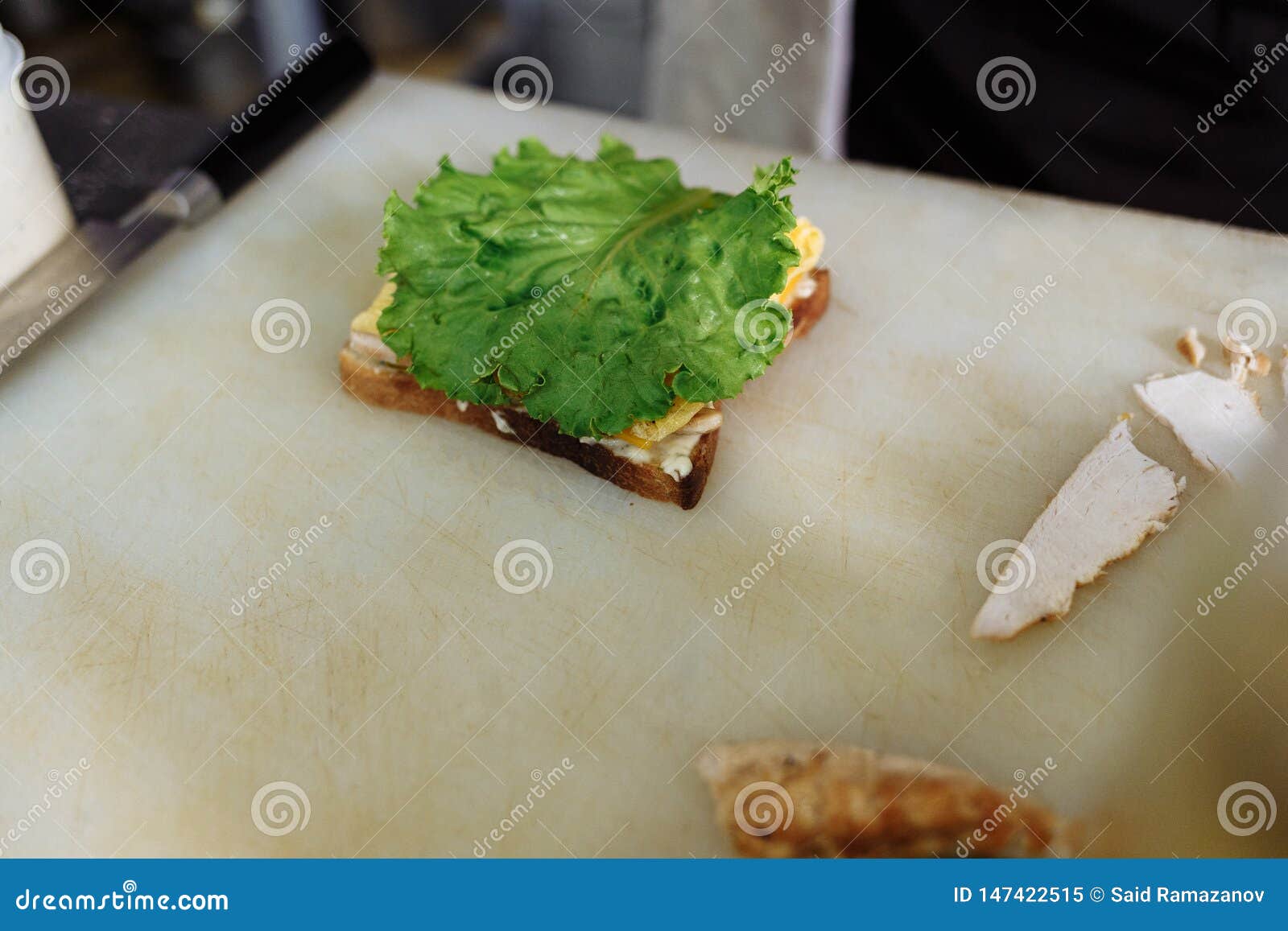 Sandwich in the Cooking Process on a Whiteboard Stock Image - Image of ...
