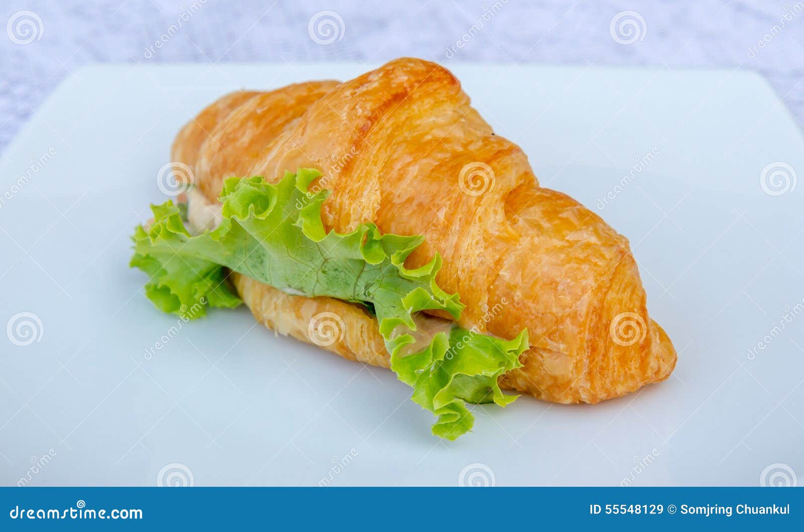 Sandwich Croissant with Vegetable. Stock Image - Image of vegetable ...