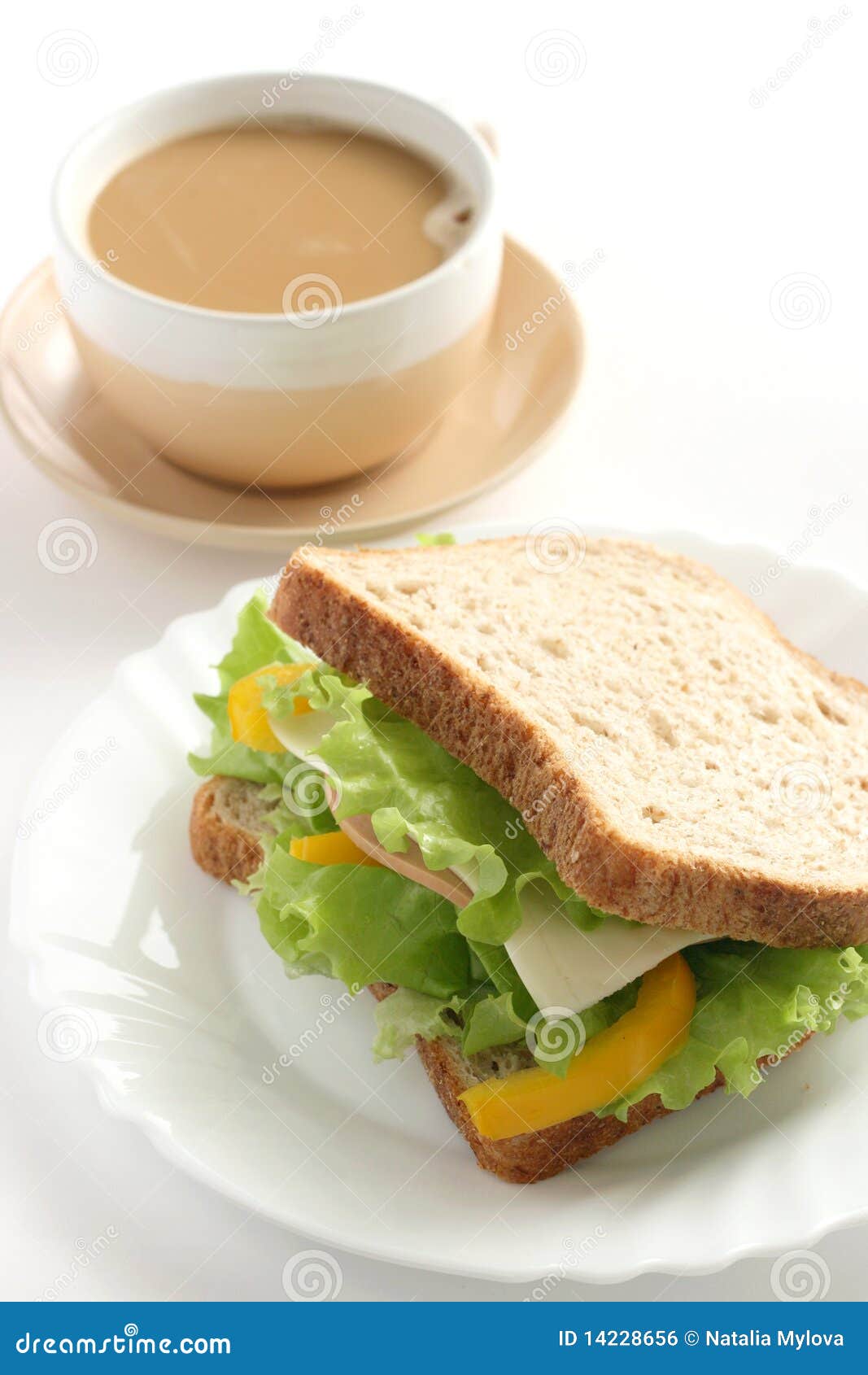 Sandwich and a Cup of Coffee Stock Photo - Image of food, plate: 14228656